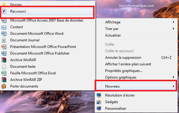How To Create Shortcut FunInformatique