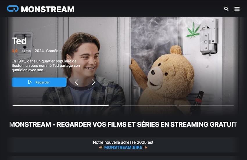MonStream nouvelle adresse en date du 1 novembre 2025